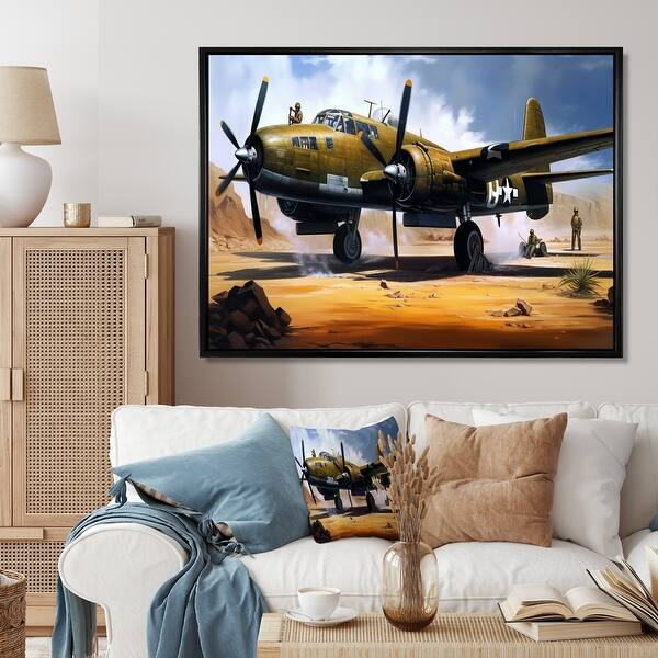 Designart "Vintage Airoplane In Desert I" Transportation Framed Wall ...