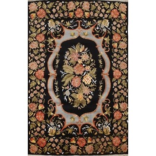 Vegetable Dye Floral Aubusson Oriental Area Rug Handmade Wool Carpet ...