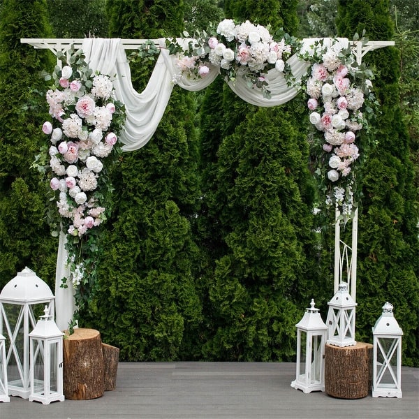 Wedding Metal Rectangle Arch Stand Garden Trellis Arbor Climbing White ...