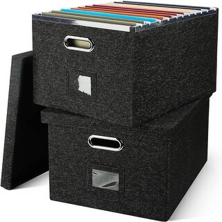 File Organizer Box Black 2 Pack - Bed Bath & Beyond - 39427195