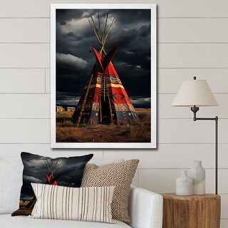 Designart "Red Native Tipi Journey Of The Tribes" Native American Art ...