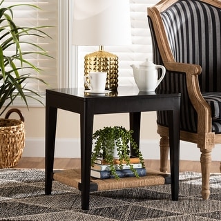 Freya Modern Bohemian Black Finished Bayur Wood End Table - Bed Bath ...