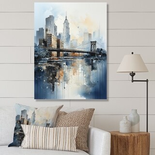 Designart "Grey Bridge Urban Reflections I" Bridges Wall Art Living ...