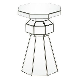 Mirrored Pedestal with Flared Base and Octagonal Top - Silver - 12"W X ...