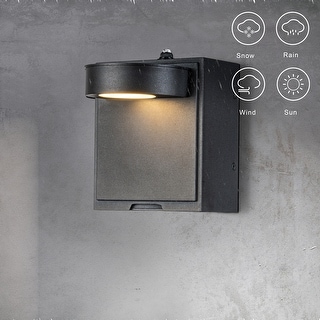 CraftHome Modern Outdoor Black LED Wall Lantern Sconce with Dusk to ...