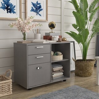 Drawer Wood File Cabinet with Coded Lock Fabric Grain - Bed Bath ...