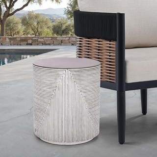 SAFAVIEH Outdoor Patio Furniture Verona Round Drum Side Table, Fully ...