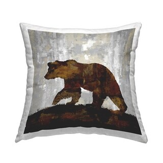 Stupell Rustic Woodland Bear Stepping Printed Throw Pillow Design by ...