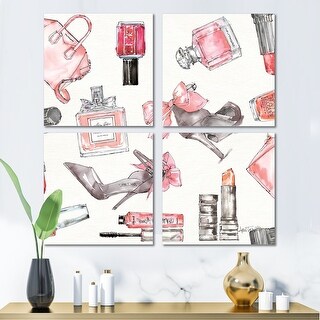 Designart "Glam Chic Accents Pattern I" Shabby Chic Canvas Wall Art ...