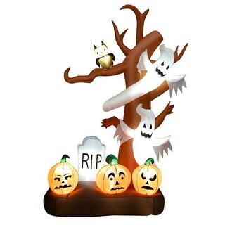 8 FT Inflatable Halloween Haunted Tree w/ Ghosts & Pumpkins Dead Tree w ...
