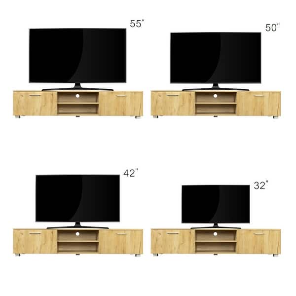 63 inch TV Stand Media Center with 2 Large-Capacity Side Door Cabinet ...