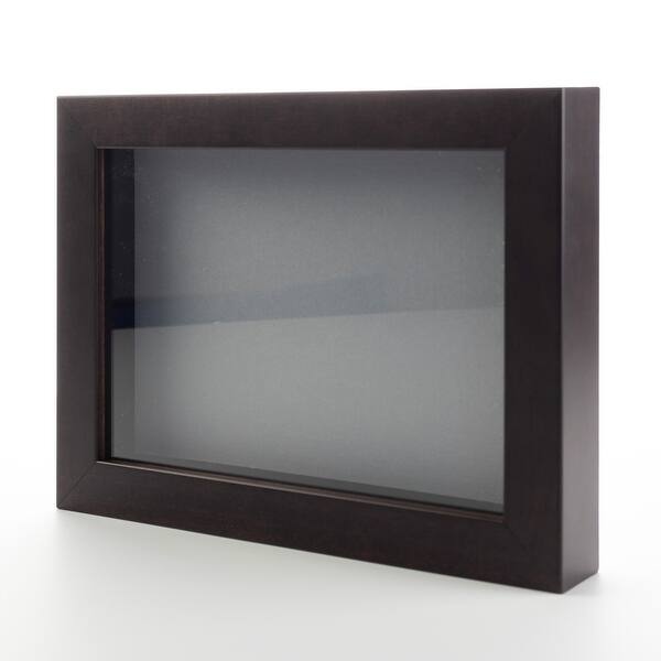 Dark Brown 20x20 Wood Shadow Box with Grey Acid-Free Backing - With 5/8 ...
