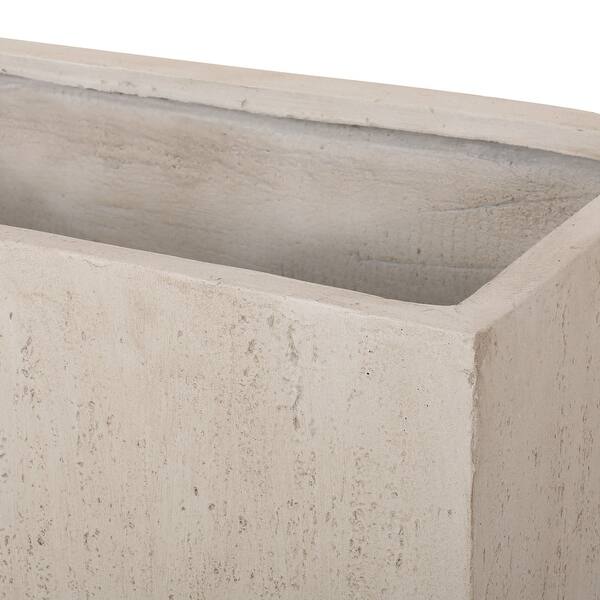 Ella Outdoor Modern Cast Stone Rectangular Planters (Set of 2) by ...