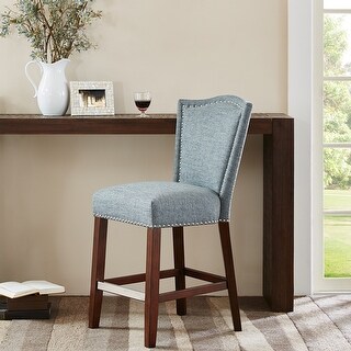 26 Inches Bar Stools with Camel Back, Fabric Counter Height Bar Stools ...