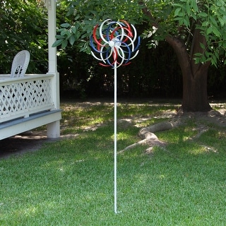 Alpine Corporation 68" Tall Outdoor Solar Powered Patriotic Dual ...