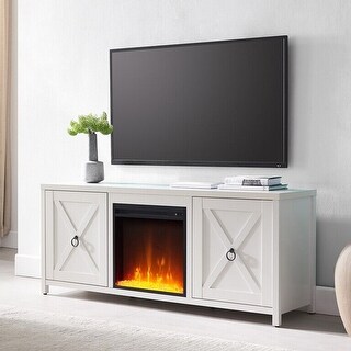 White TV Stand with Crystal Fireplace Insert - 58 inches - Bed Bath ...