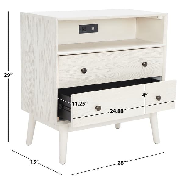 SAFAVIEH Scully 2-Drawer 1-Shelf Chest with USB Charging Port - Bed ...