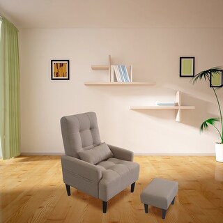 Living Room Sofa Single Chair with 0ttoman, Soft Leisure Single Chair ...