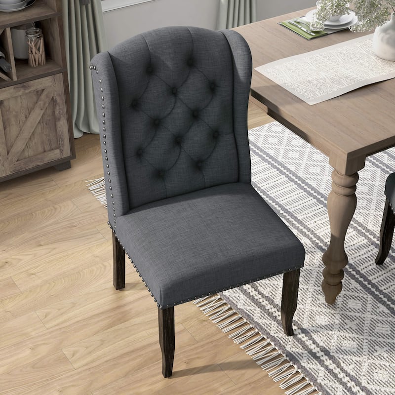 Tays Tufted Linen Wingback Dining Chairs (Set of 2) by Furniture of ...