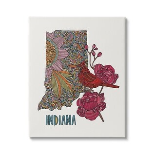 Stupell Indiana State Bird Florals Stretched Canvas Wall Art, Design by ...