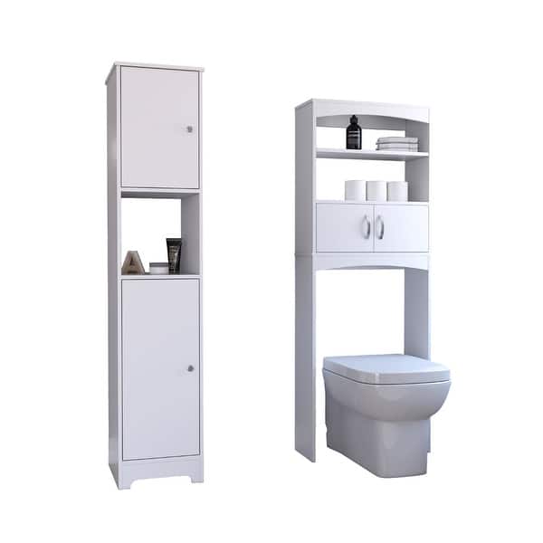 TUHOME Oakland 2-Piece Bathroom Set with Linen Cabinet and Over The ...
