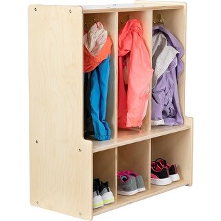 RRI Goods 3-Section Coat Locker with Bench & Cubby Storage, Backpack ...