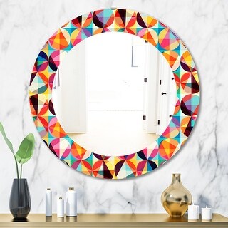 Designart 'Triangular Colourfields 6' Printed Modern Mirror - Oval or ...