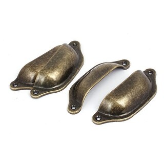 Cabinet Drawer Shell Shape Knobs Pull Handles 98mm Length 4PCS - Bronze ...