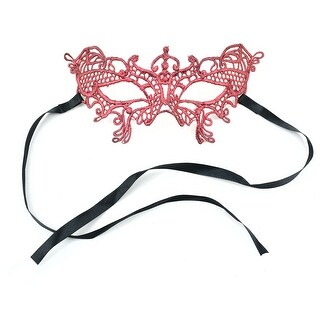 7” Merlot Red and Black Fitted Lace Half Mask with Ribbon Ties - Bed ...
