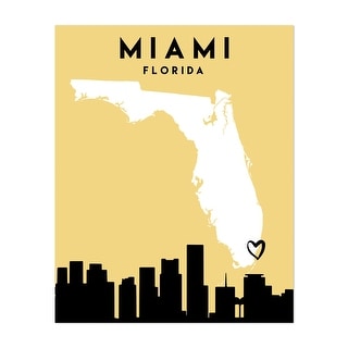 Miami Florida Miami Florida Heart City Map Maps Art Print/Poster - Bed ...