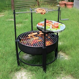 Round Metal Fire Pit with Removable Cooking Grill - Bed Bath & Beyond ...