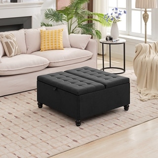 Large Storage Ottoman With Lift Top, Oversized Square Ottoman Coffee ...