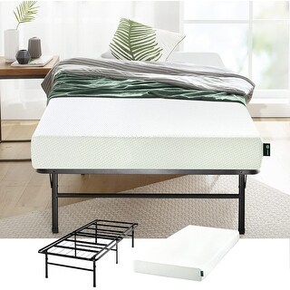 6 Inch Green Tea Memory Foam Mattress and 14" Heavy Duty SmartBase ...