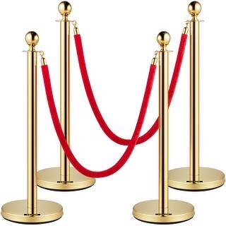 VEVOR Velvet Ropes and Posts 5ft/1.5m Red Rope Stainless Steel Gold ...