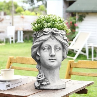 Grey MgO Victorian Rose Lady Head Bust Planter - 12.63" H x 7.78" W x 8 ...