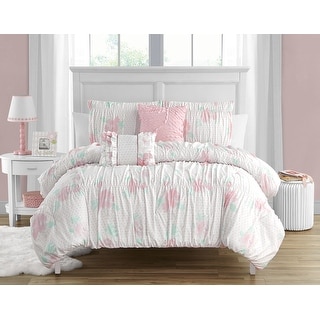 Tabitha Smocked Floral Ultra-soft Microfiber Comforter Set with Soft ...