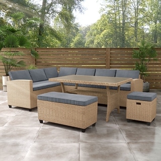 Decker Modern Wicker 9-Seater 4-Piece Outdoor Dining Set by M&L Co ...