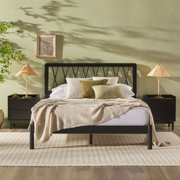 Queen Vintage Wood and Metal Headboard Platform Bed - On Sale - Bed ...