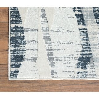 Abani Aspen Collection Contemporary Beige Blue Geometric Area Rug - Bed ...