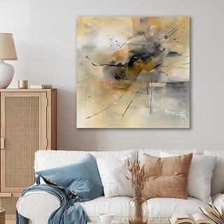 Designart "Yellow And Grey Beyond The Canvas Iii" Abstract Painting ...