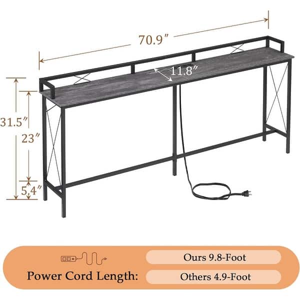 Console Table with 2 Outlet and 2 USB Ports,Entryway Table Narrow ...