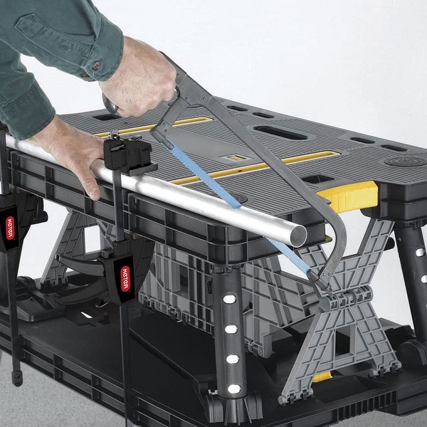 Keter Portable Folding Table Tool Storage Stand Workbench Sawhorse w 12 Clamps 27 Bed Bath Beyond 35238859