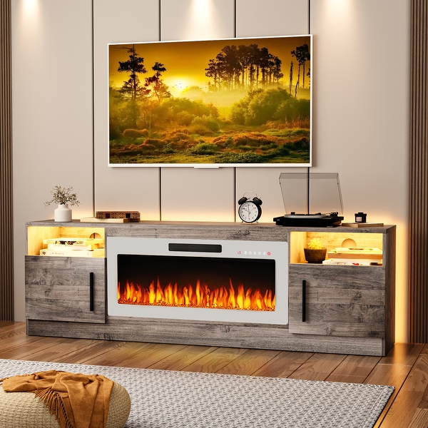 Bossin 70 Fireplace TV Stand with 36 Electric Fireplace TV Stand for TVs Up to 80
