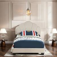 Shell Design Upholstered Twin Size Platform Solid Wood Bed for Kids ...