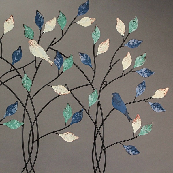 Zeckos 32 Inch Tri-Color Metal Triple Tree Bird Wall Hanging - Bed Bath ...