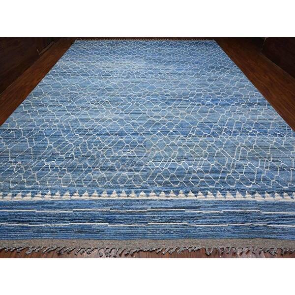 blue hexagon pattern rug