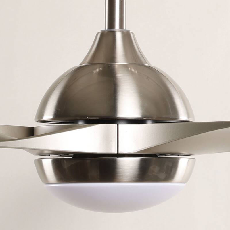 56 in. Integrated LED Brushed Nickel Ceiling Fan with Light Kit and ...