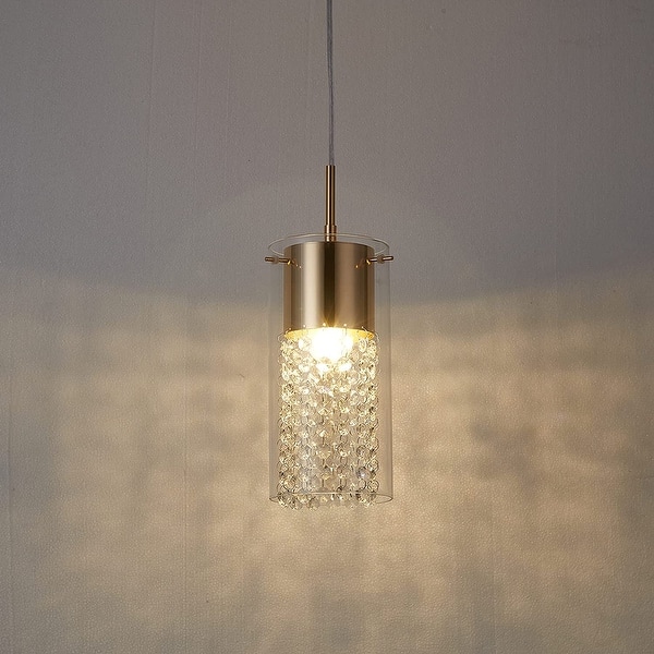 Gold Crystal Pendant Light with Glass Shade modern Hanging light ...
