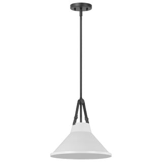 Zelda 1 Light Pendant Medium Base 60 Watt Black Finish White Metal ...