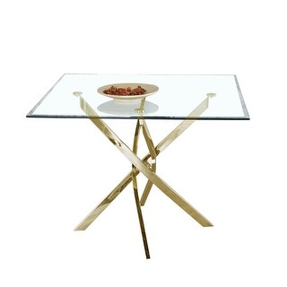 Modern Glass Dining Table Square Dining Room Table with Tempered Glass ...